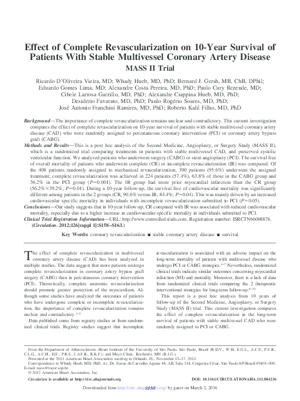 Pdf Cost Comparison Of Four Revascularisation Procedures For The