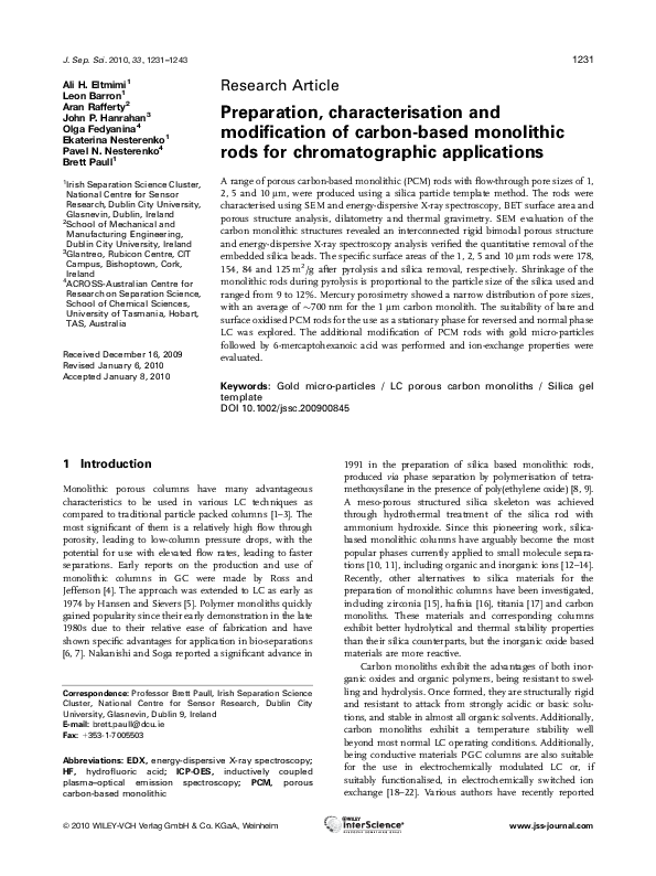 (PDF) Preparation, characterisation and modification of carbon-based ...