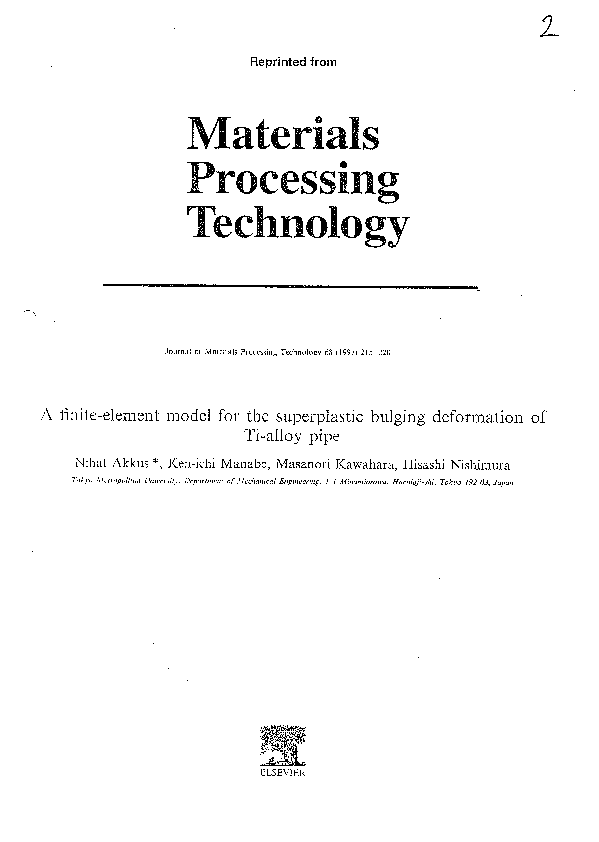 (PDF) A finite-element model for the superplastic bulging deformation of Ti-alloy pipe