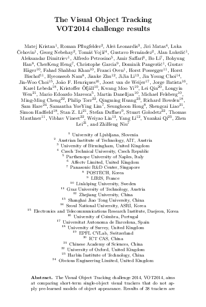 (PDF) The Visual Object Tracking VOT2014 Challenge Results