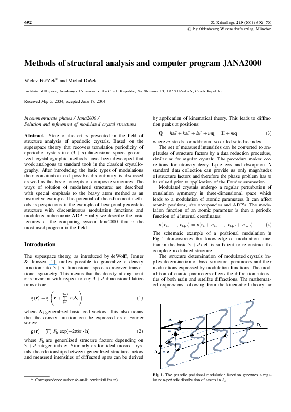 Pdf Methods Of Structural Analysis And Computer Program Jana2000