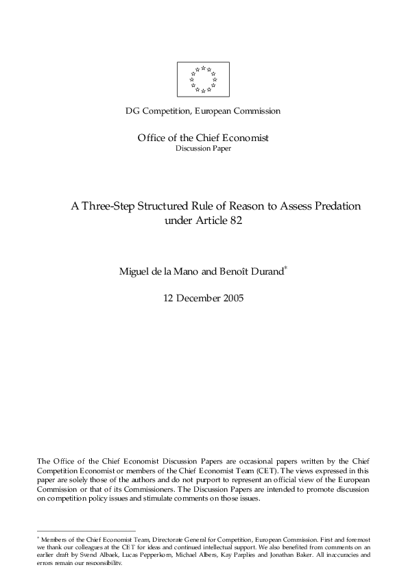 (PDF) A Three-Step Structured Rule of Reason to Assess Predation under ...