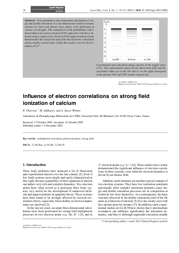 (PDF) Influence of electron correlations on strong field ionization of ...
