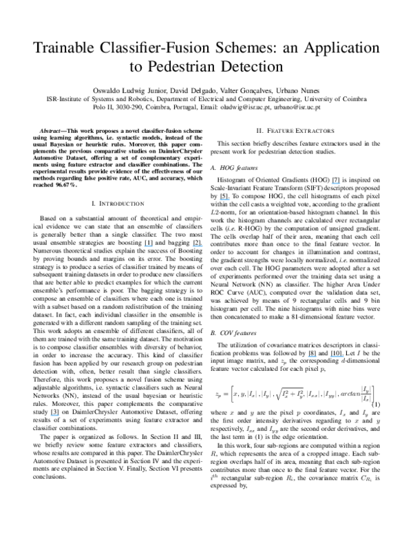 (PDF) Trainable classifier-fusion schemes: An application to pedestrian detection | Oswaldo ...