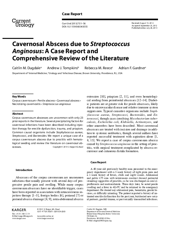 (PDF) Cavernosal Abscess from Streptococcus Anginosus