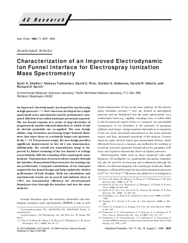 (PDF) Characterization of an Improved Electrodynamic Ion Funnel ...