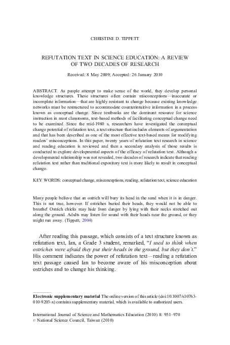 (PDF) Refutation Text in Science Education: A Review of Two Decades of ...