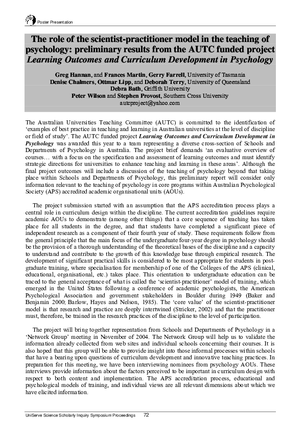 (PDF) The role of the scientist-practitioner model in the teaching of ...