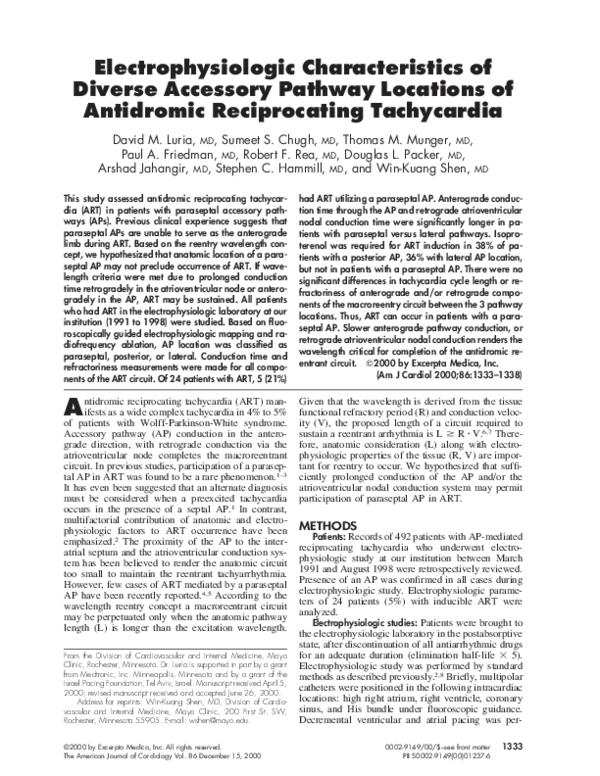 (PDF) Septal Accessory Pathway and the Value of Para-Hisian Entrainment ...