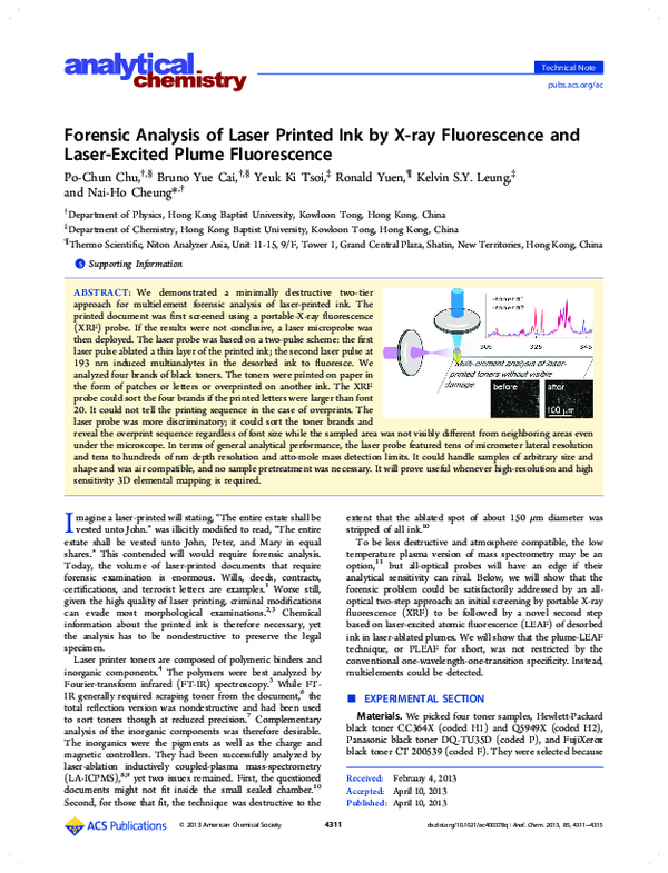 (PDF) Forensic Analysis of Laser Printed Ink by X-ray Fluorescence and ...