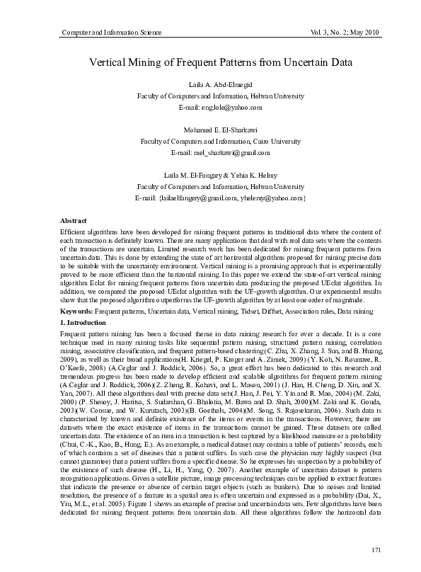 (PDF) Vertical Mining of Frequent Patterns from Uncertain Data