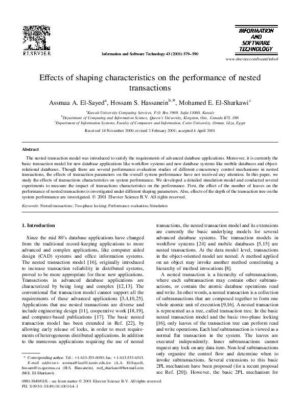 (PDF) Effects of shaping characteristics on the performance of nested transactions