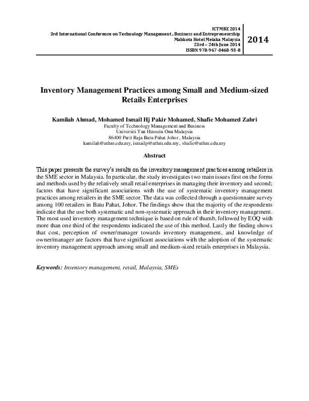 (PDF) Inventory Management Practices among Small and Medium-sized ...