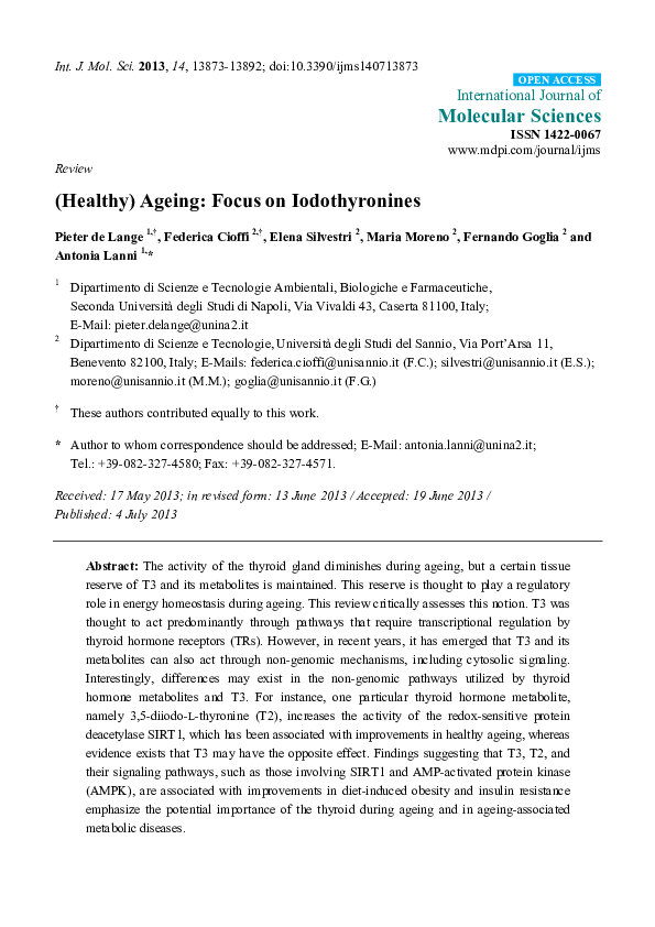 (PDF) (Healthy) Ageing: Focus on Iodothyronines