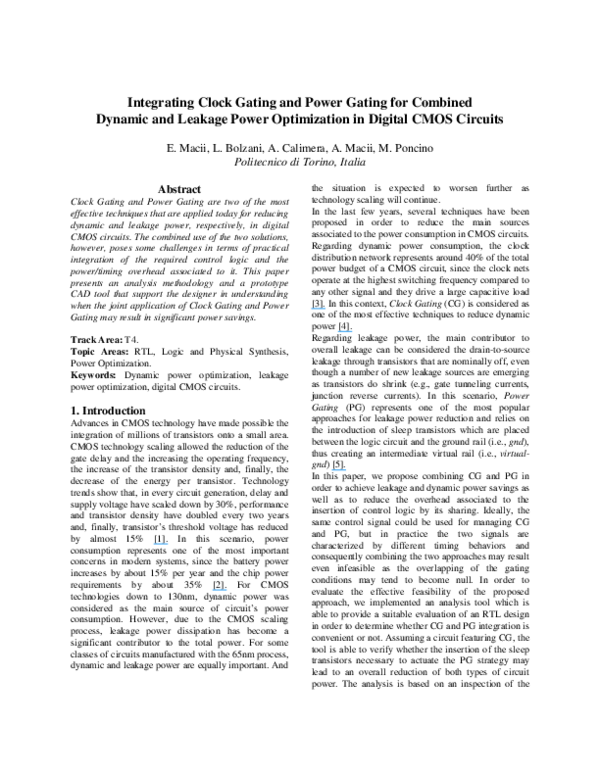 (PDF) Integrating Clock Gating and Power Gating for Combined Dynamic ...