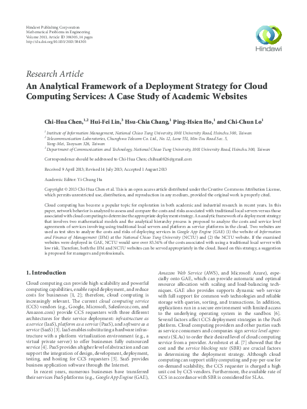 (PDF) An Analytical Framework of a Deployment Strategy for Cloud ...