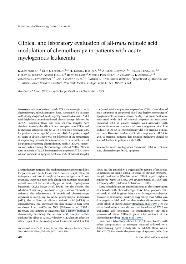 (PDF) Clinical and laboratory evaluation of all-trans retinoic acid ...