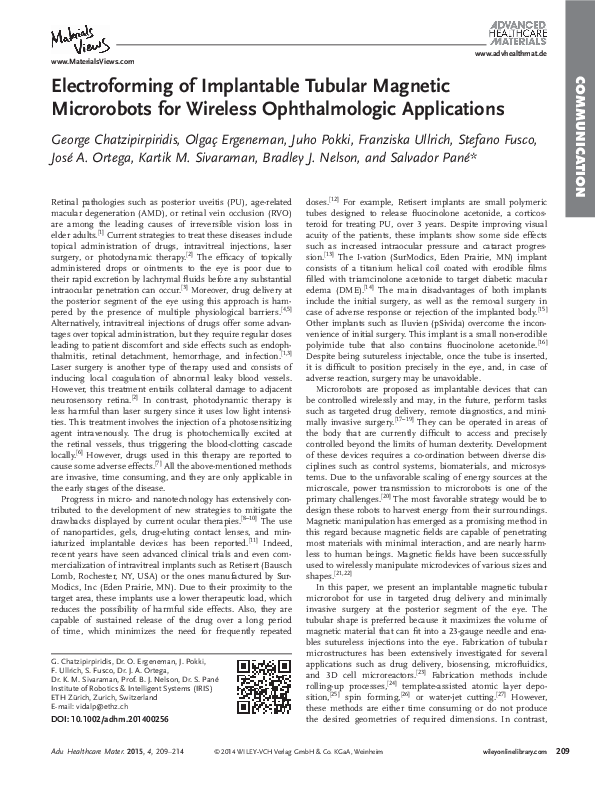 (PDF) Microrobotics: Electroforming of Implantable Tubular Magnetic ...