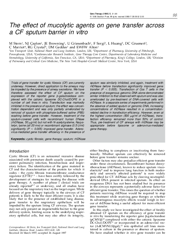 (PDF) The effect of mucolytic agents on gene transfer across a CF ...