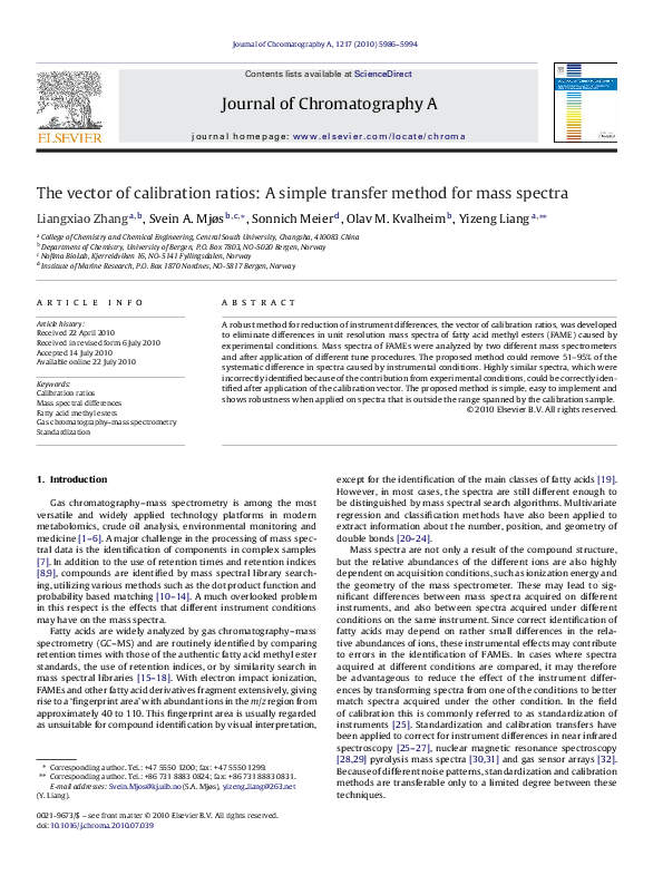 (PDF) The vector of calibration ratios: A simple transfer method for ...