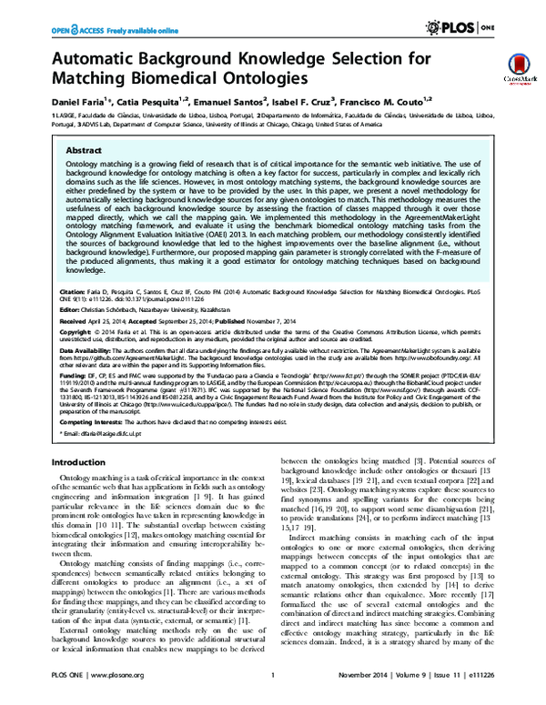 Pdf Automatic Background Knowledge Selection For Matching Biomedical
