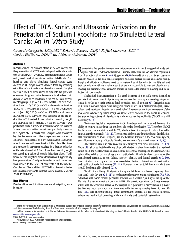 (PDF) Effect of EDTA, Sonic, and Ultrasonic Activation on the ...