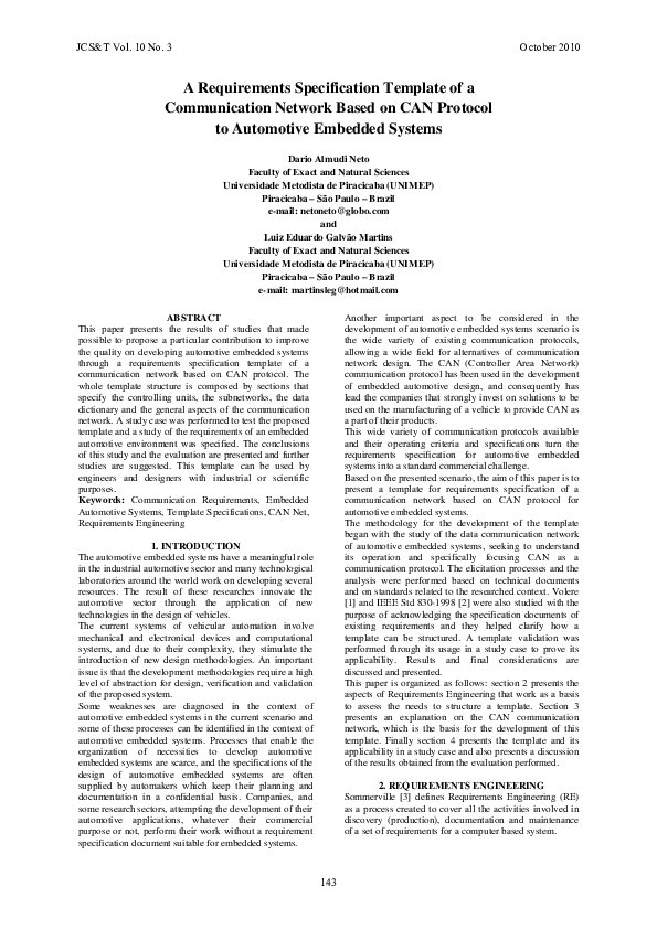 (PDF) A requirements specification template of a communication network ...