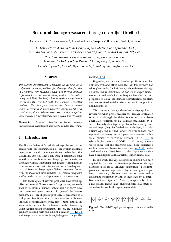 (PDF) Structural Damage Assessment through the Adjoint Method