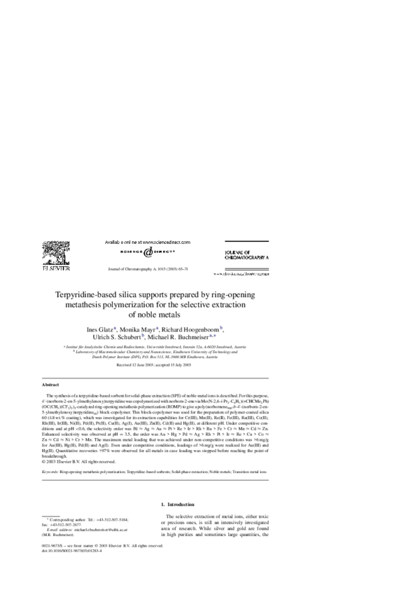 (PDF) Terpyridine-based silica supports prepared by ring-opening ...