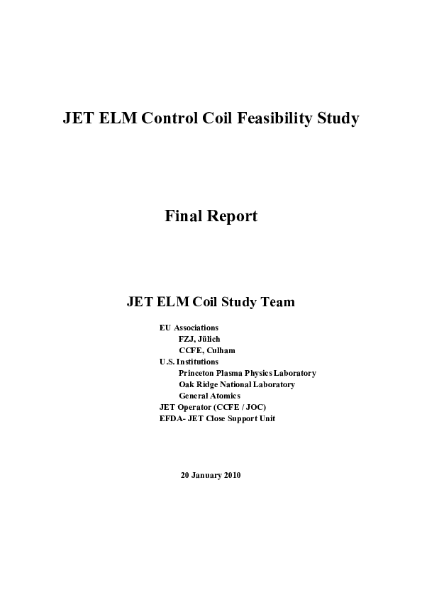(PDF) A Feasibility Study of ELM Control Coils for JET
