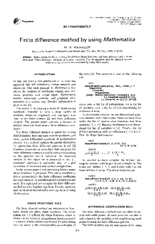 (PDF) Finite difference method by using Mathematica