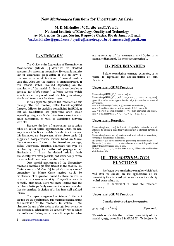 (PDF) New Mathematica functions for Uncertainty Analysis | Mikhail ...