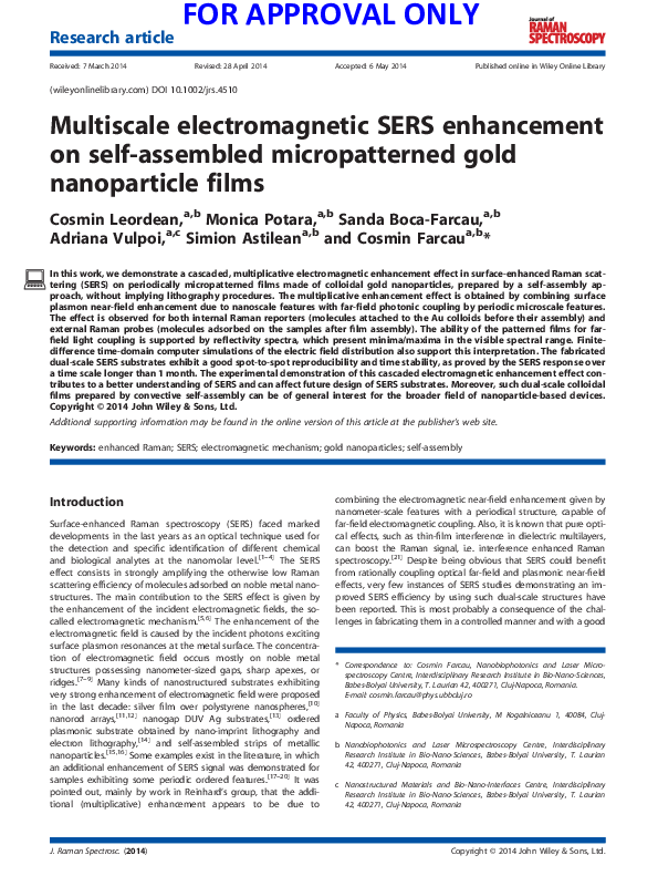 (PDF) Multiscale electromagnetic SERS enhancement on self-assembled ...