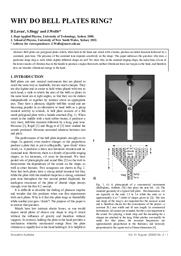 (PDF) Why do Bell Plates Ring?