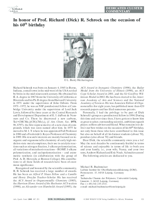 (PDF) In honor of Prof. Richard (Dick) R. Schrock on the occasion of ...