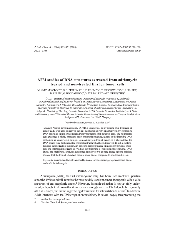 (PDF) AFM studies of DNA structures extracted from adriamycin treated ...