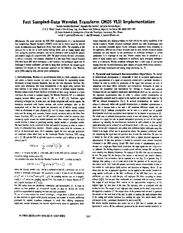 Pdf Fast Sampled Data Wavelet Transform Cmos Vlsi Implementation Jaime Ramirez Angulo