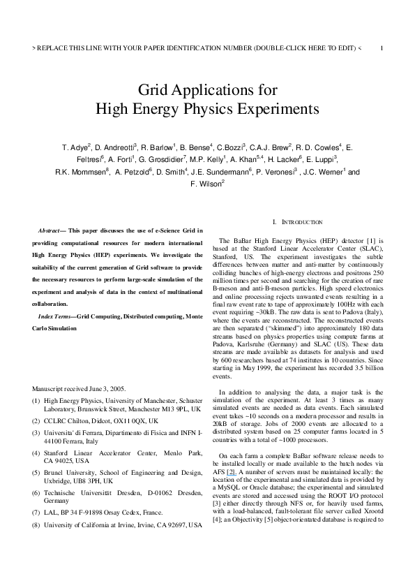 (PDF) Grid Computing in High Energy Physics
