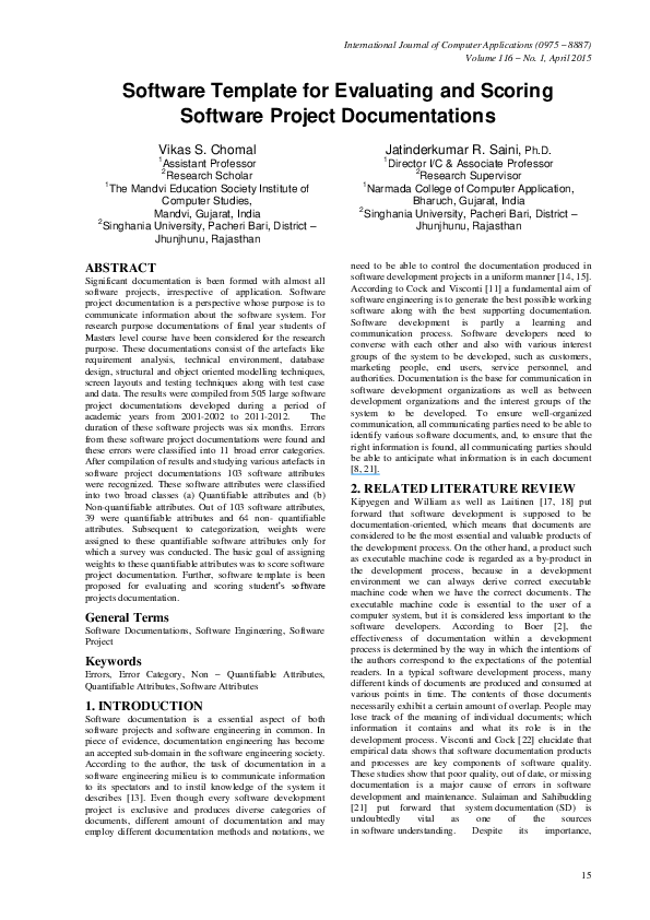 (PDF) Software Template for Evaluating and Scoring Software Project ...