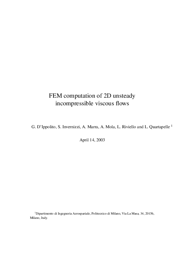 (PDF) FEM computation of 2D unsteady incompressible viscous flows