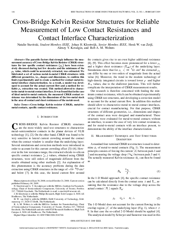 (PDF) Cross-Bridge Kelvin Resistor Structures for Reliable Measurement ...
