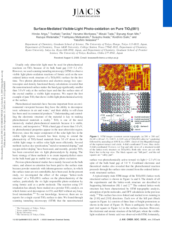 (PDF) Surface-Mediated Visible-Light Photo-oxidation on Pure TiO 2 (001)