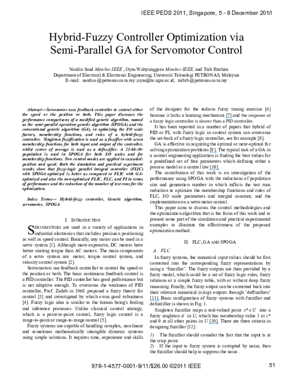 (PDF) Hybrid-fuzzy controller optimization via semi-parallel GA for servomotor control