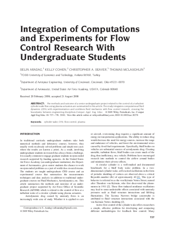(PDF) Integration of computations and experiments for flow control ...