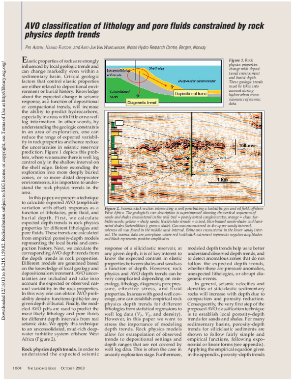 (PDF) AVO classification of lithology and pore fluids constrained by ...
