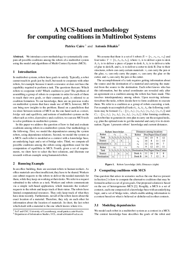 (PDF) A MCS-based methodology for computing coalitions in Multirobot Systems