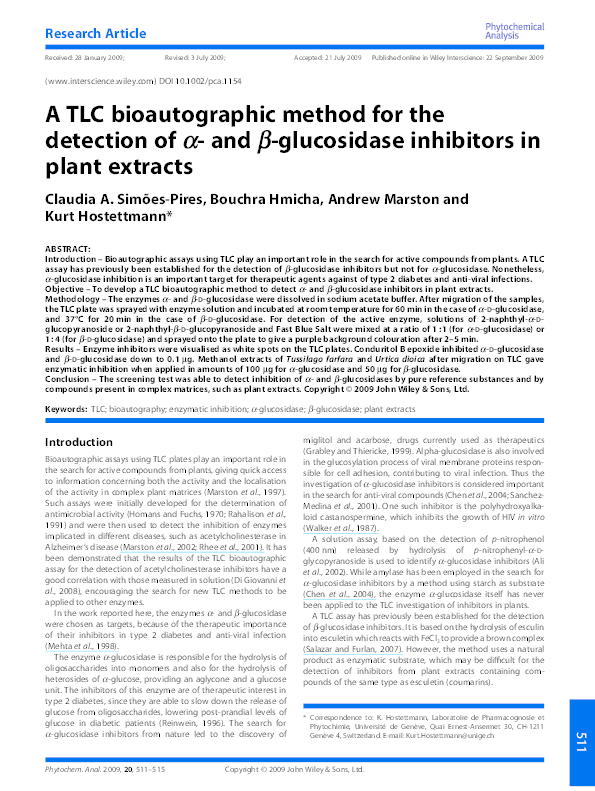Pdf A Tlc Bioautographic Method For The Detection Of α And β