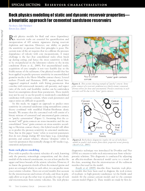 (PDF) Rock physics modeling of static and dynamic reservoir properties ...