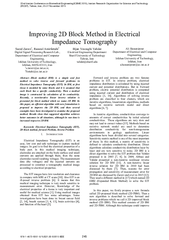 (PDF) Improving 2D Block Method in Electrical Impedance Tomography