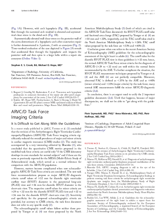 (PDF) ARVC/D Task Force Imaging Criteria: It Is Difficult to Get Along ...